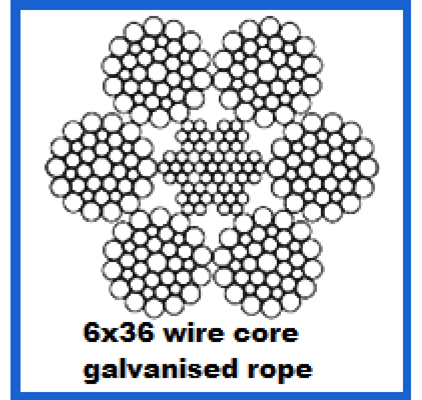 22mm 6x36 Galvanised Wire Rope Wire Or Fibre Core 22mm-6x36-galvanised-wire-rope-wire-or-fibre-core